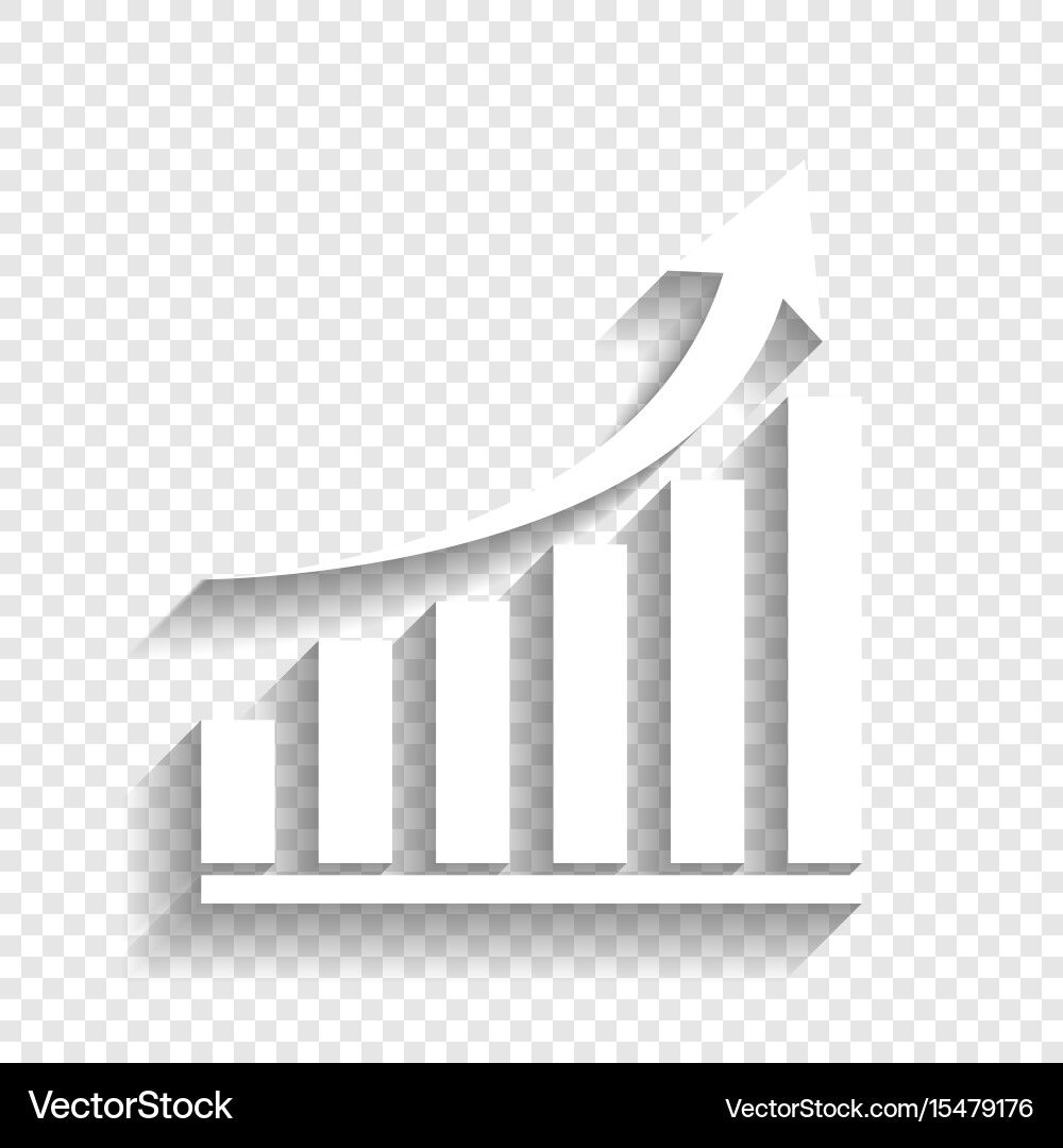Growing graph sign white icon with soft Royalty Free Vector