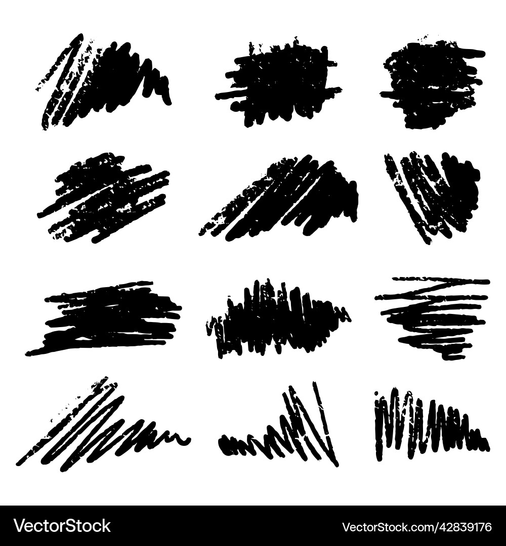 Hand drawn scribble line brush strokes set doodle Vector Image