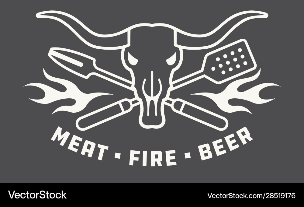 Meat fire beer barbecue badge or logo Royalty Free Vector