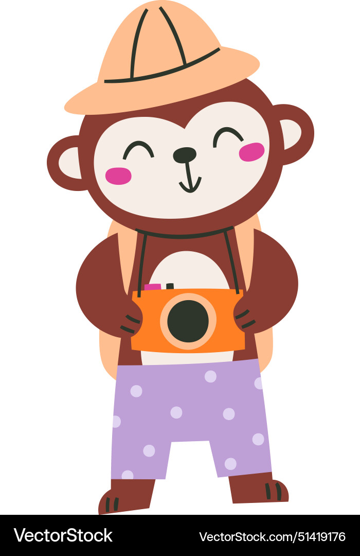 Monkey with camera Royalty Free Vector Image - VectorStock