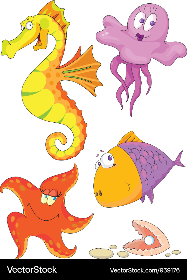 Sea animals Royalty Free Vector Image - VectorStock