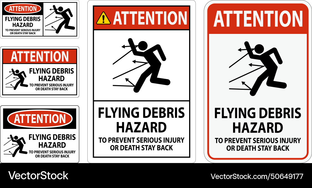 Attention sign flying debris hazard - to prevent Vector Image