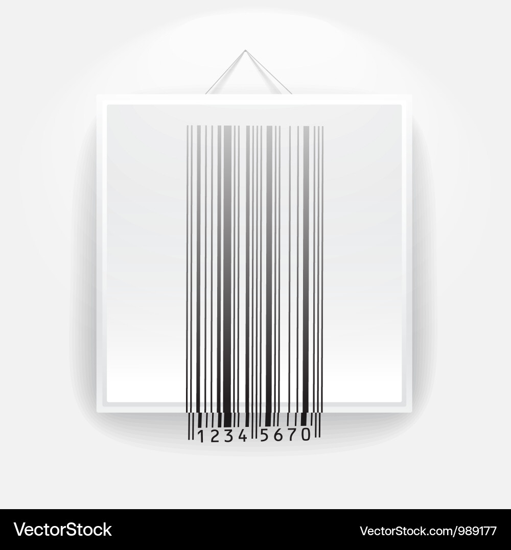 Blank frame on the wall with barcode Royalty Free Vector