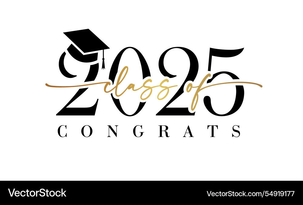 Class of 2025 calligraphy banner Royalty Free Vector Image