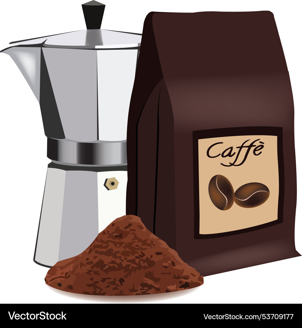 Coffee maker with bag Royalty Free Vector Image