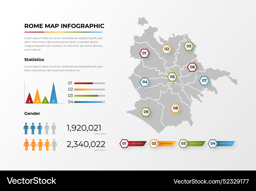 Gradient rome map infographics Royalty Free Vector Image