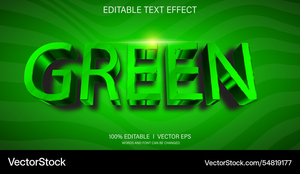 Green 3d text effect with modern style design Vector Image