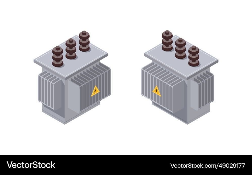 Isometric transformer electric energy factory Vector Image