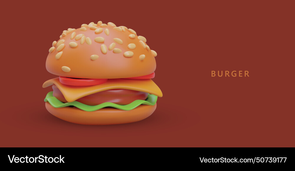 Realistic burger round bun with filling Royalty Free Vector