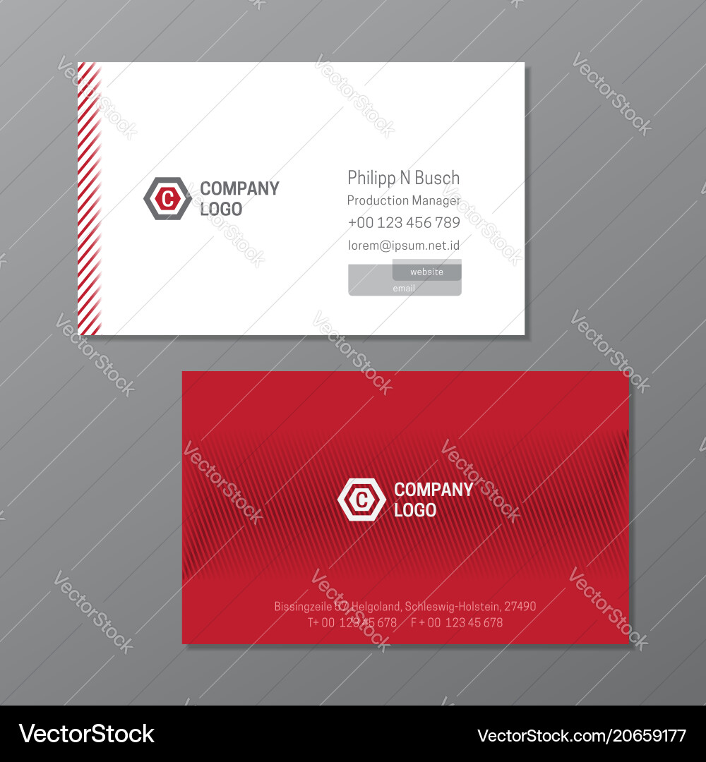 Red elegant name card template and white Vector Image