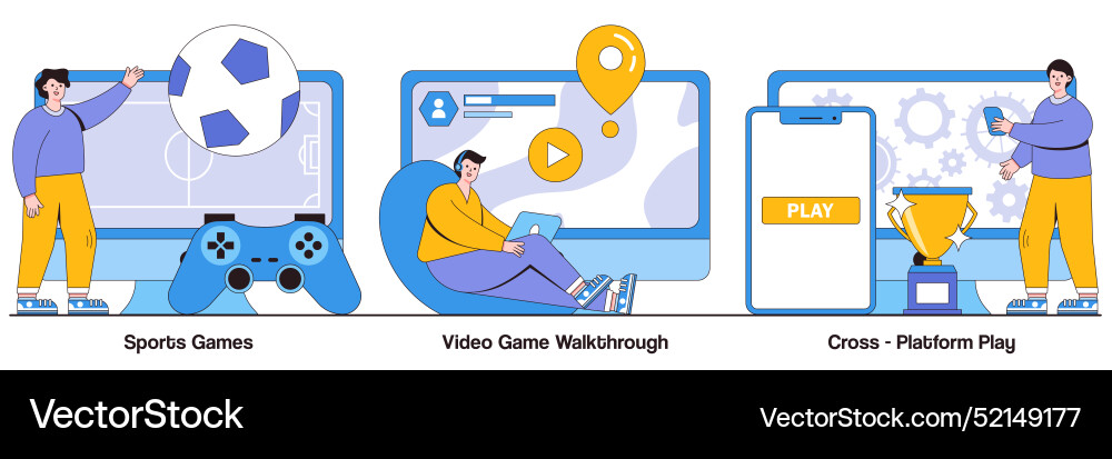 Sports games video game walkthrough Royalty Free Vector