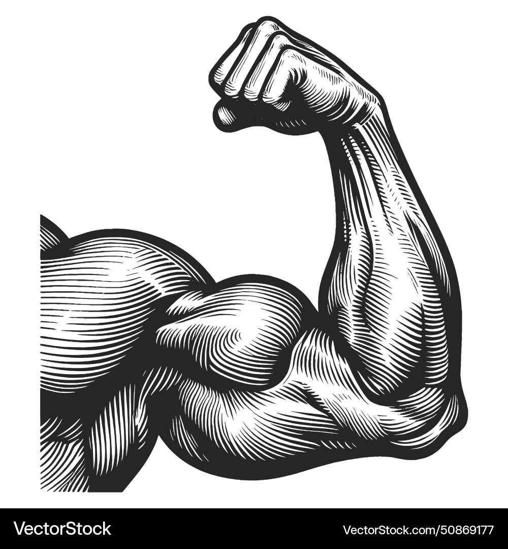 Strongman hand arm engraving Royalty Free Vector Image