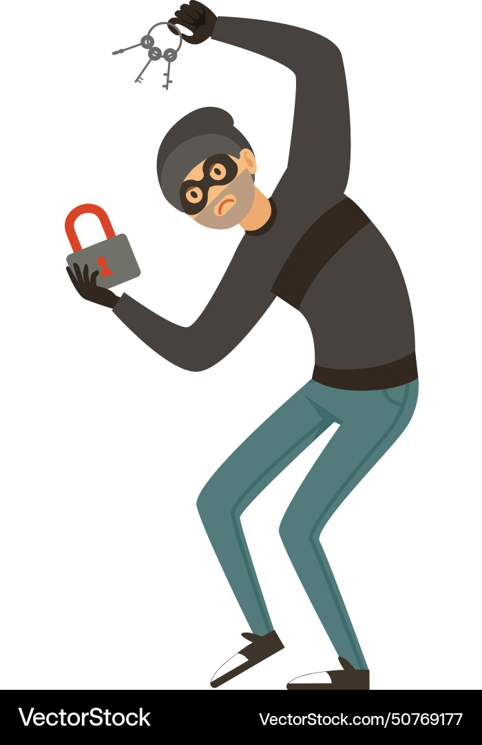 Thief breaking protection lock stealing privacy Vector Image