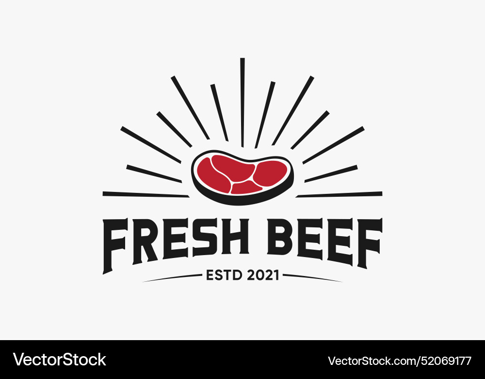 Vintage fresh beef logo design premium Royalty Free Vector