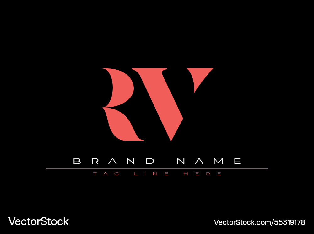 Abstract letter rv minimal logo design template Vector Image
