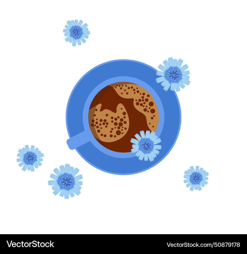 Blue cup with a drink of chicory root Royalty Free Vector