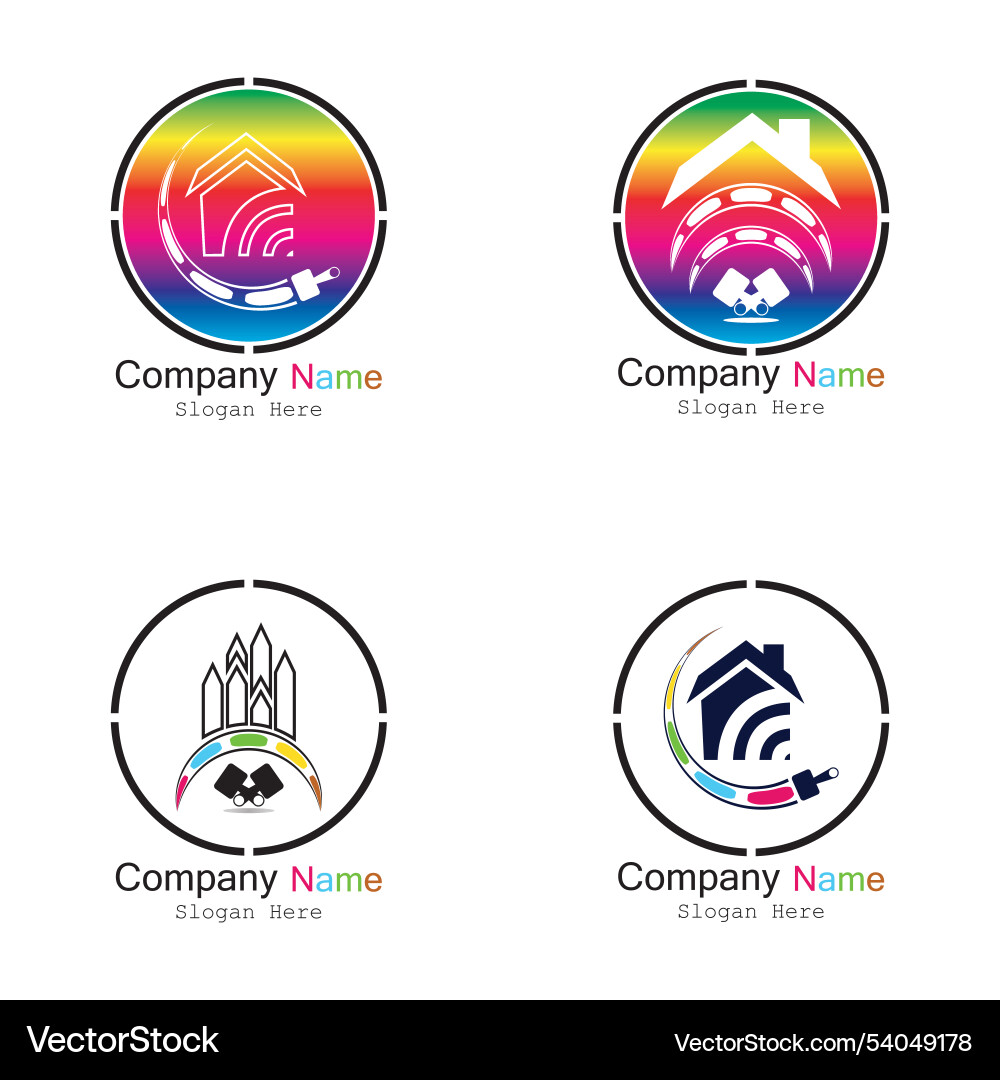 Building paint logo icon Royalty Free Vector Image