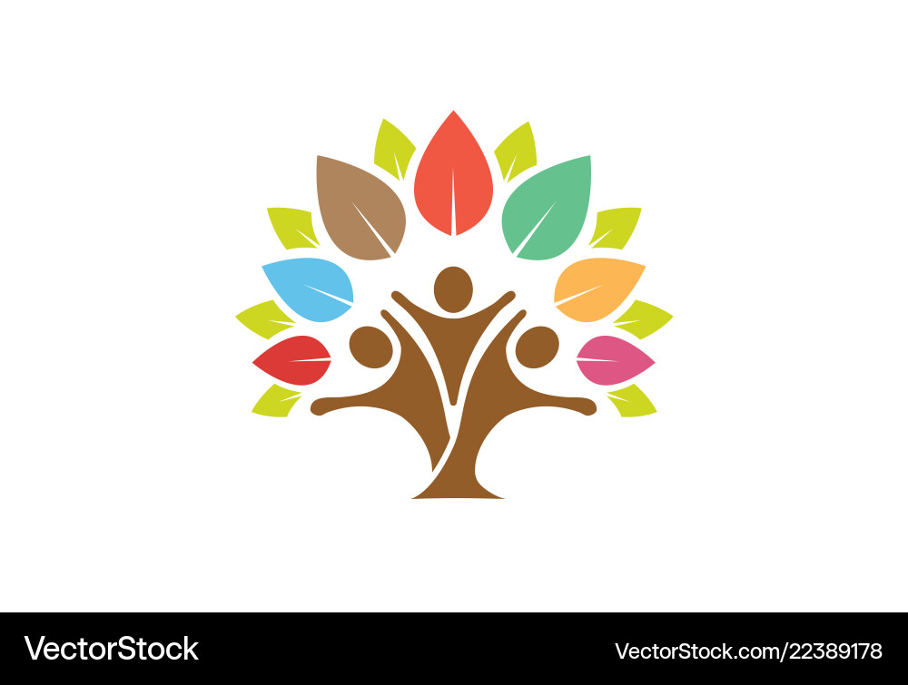 Colorful tree family logo Royalty Free Vector Image