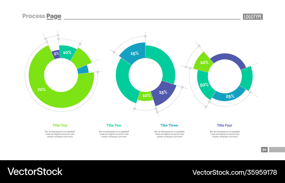 Diagrams with percent data slide template Vector Image