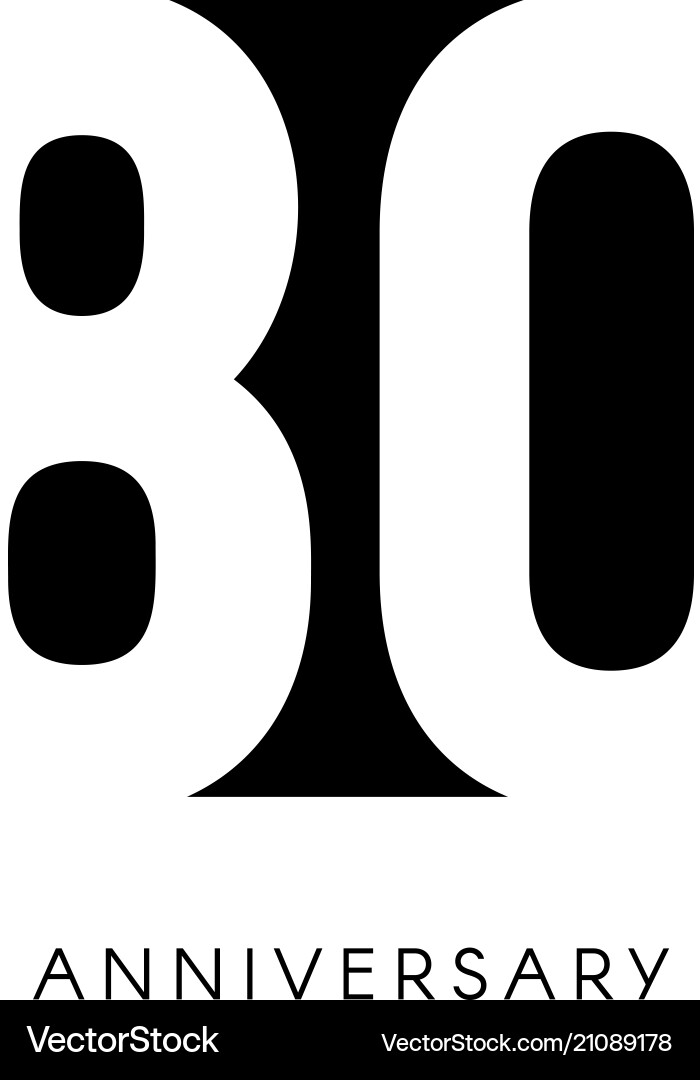 Eighty anniversary minimalistic logo eightieth Vector Image