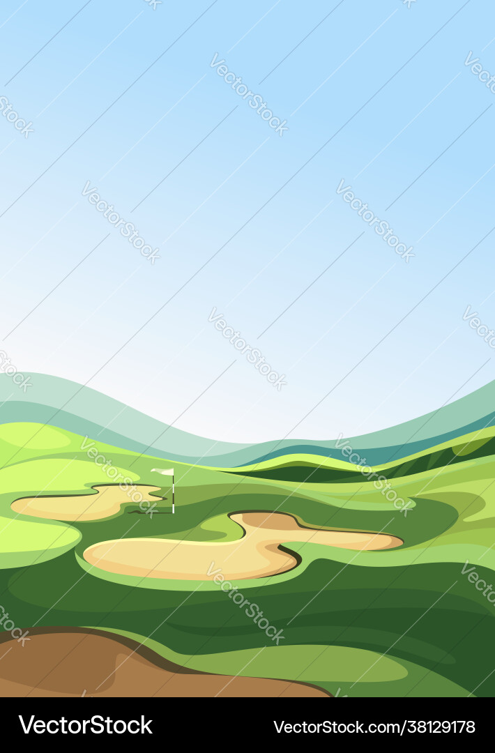 Golf course with sand traps Royalty Free Vector Image
