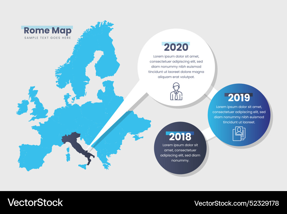 Gradient rome map infographics Royalty Free Vector Image
