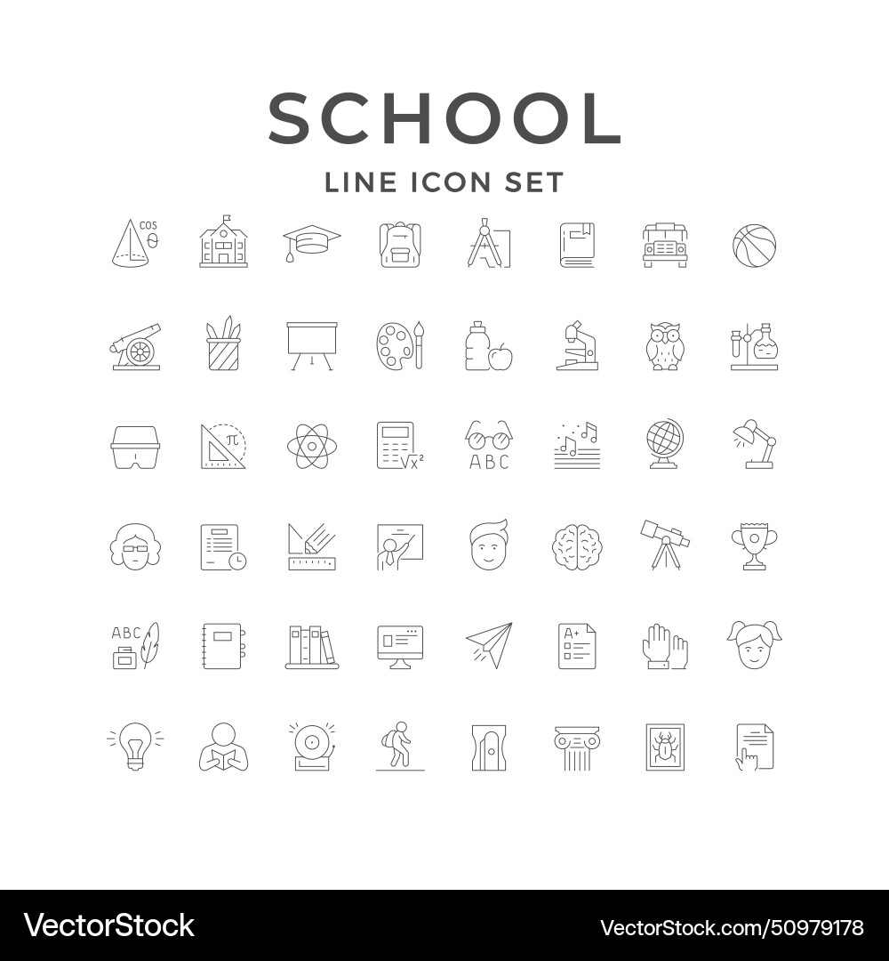Set line icons of school Royalty Free Vector Image