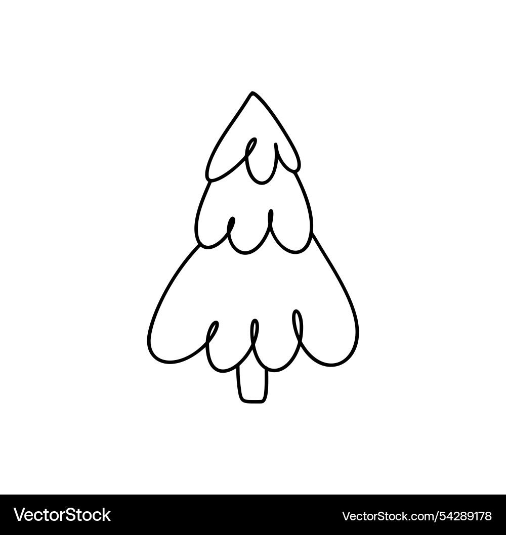 Simple christmas tree icon line drawing Royalty Free Vector