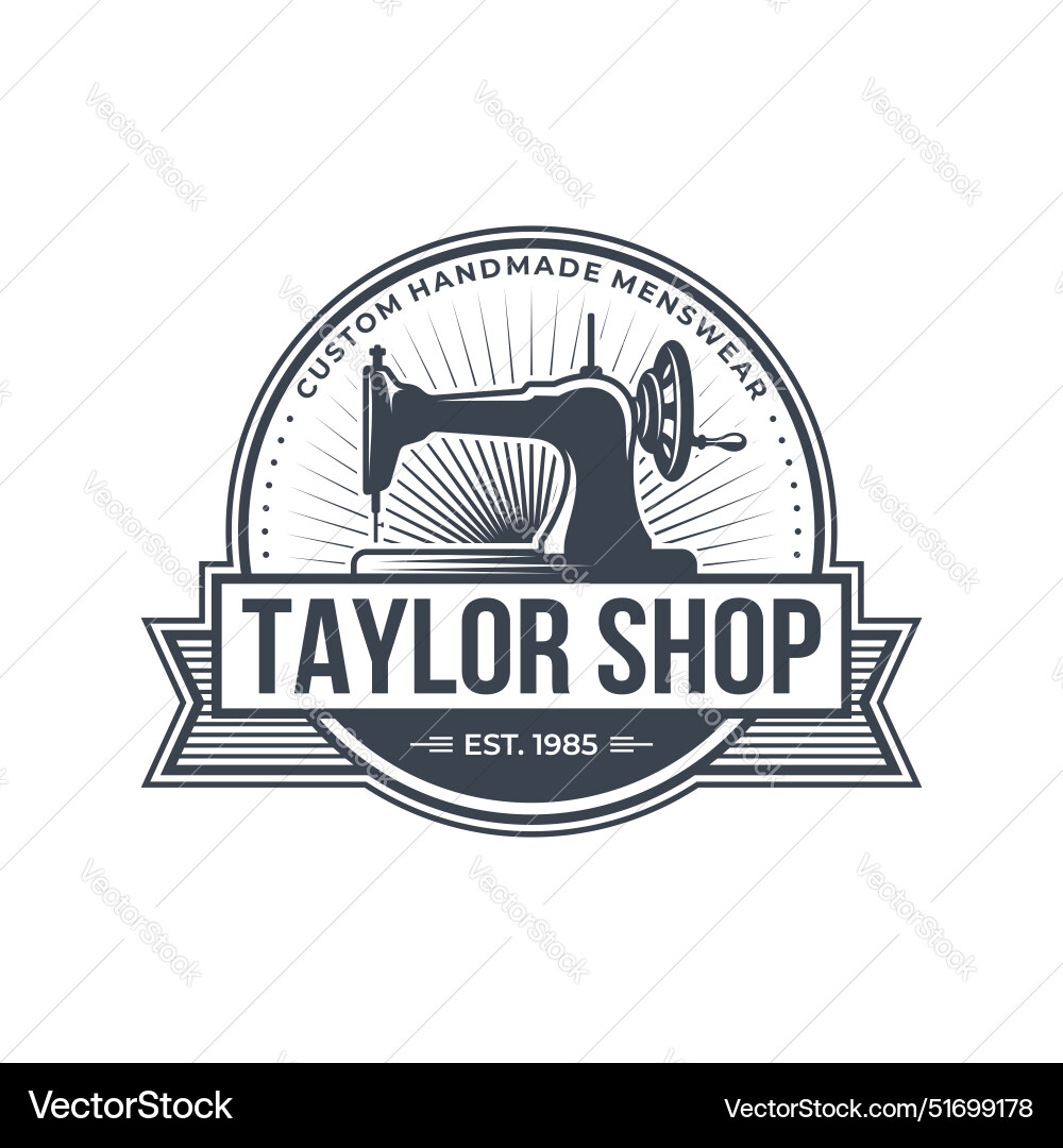 Vintage tailor logo sewing machine logo template Vector Image