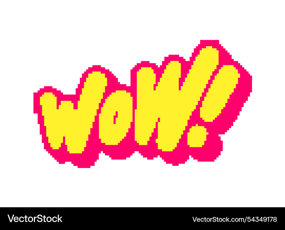 Wow pixel art style typography text Royalty Free Vector