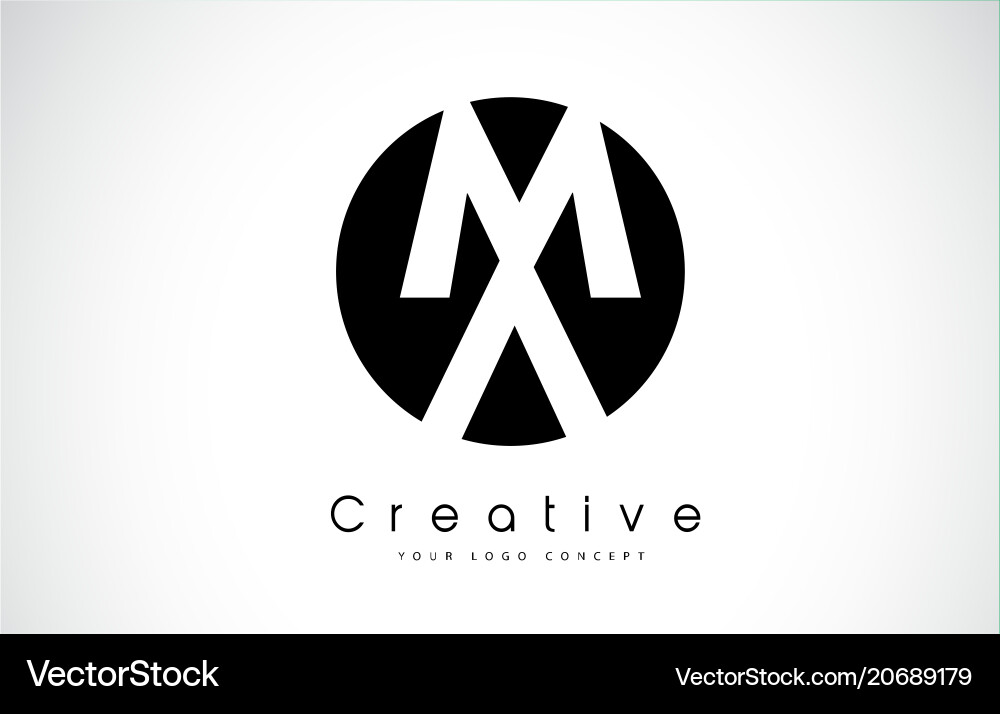Am letter logo design inside a black circle Vector Image