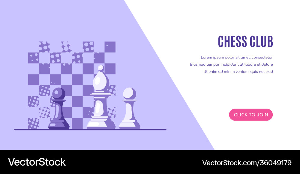 Chess club banner template outline Royalty Free Vector Image