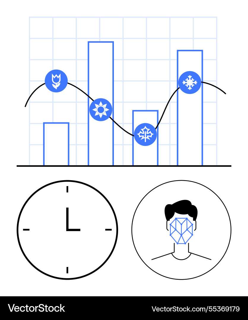 Data analysis representing seasonal trends time Vector Image