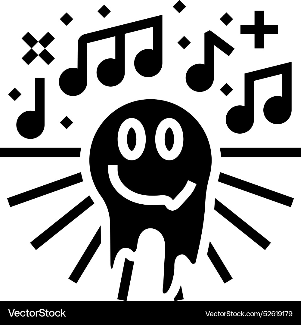 Rave music retro glyph icon Royalty Free Vector Image