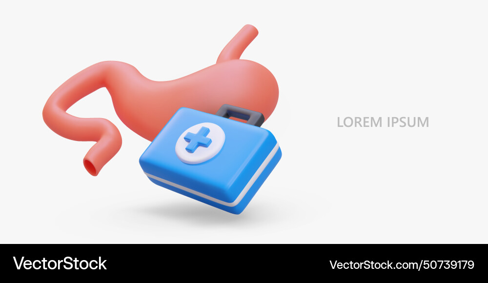 Realistic stomach blue first aid kit stomachache Vector Image