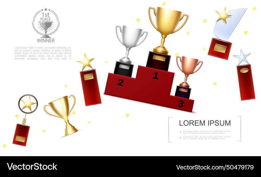Realistic trophies colorful template Royalty Free Vector