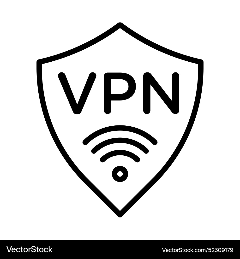 Vpn icon linear logo mark in black and white Vector Image