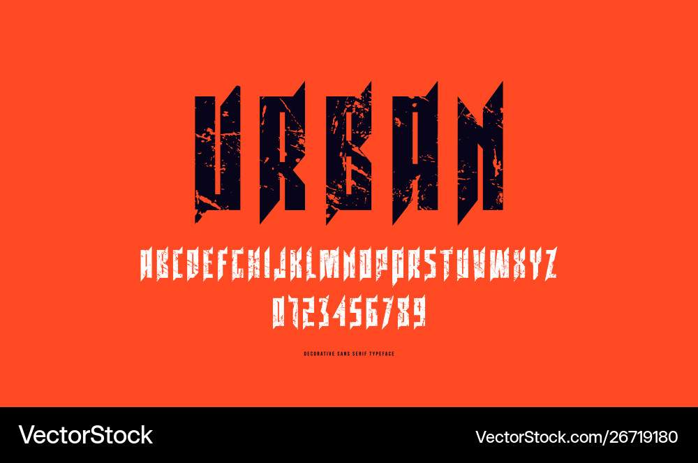 Decorative narrow sans serif font Royalty Free Vector Image