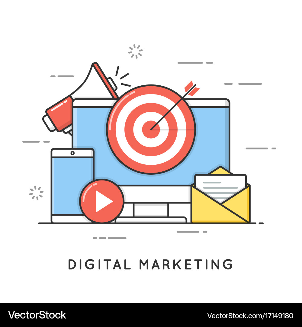 Digital marketing internet advertising Royalty Free Vector