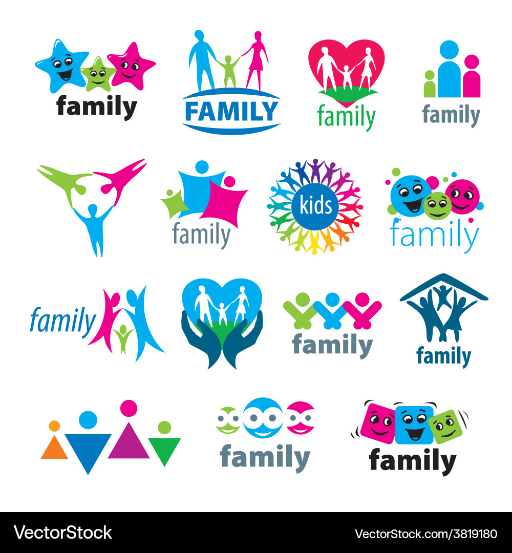 Family Logo Set - Diverse Connections Royalty Free Vector