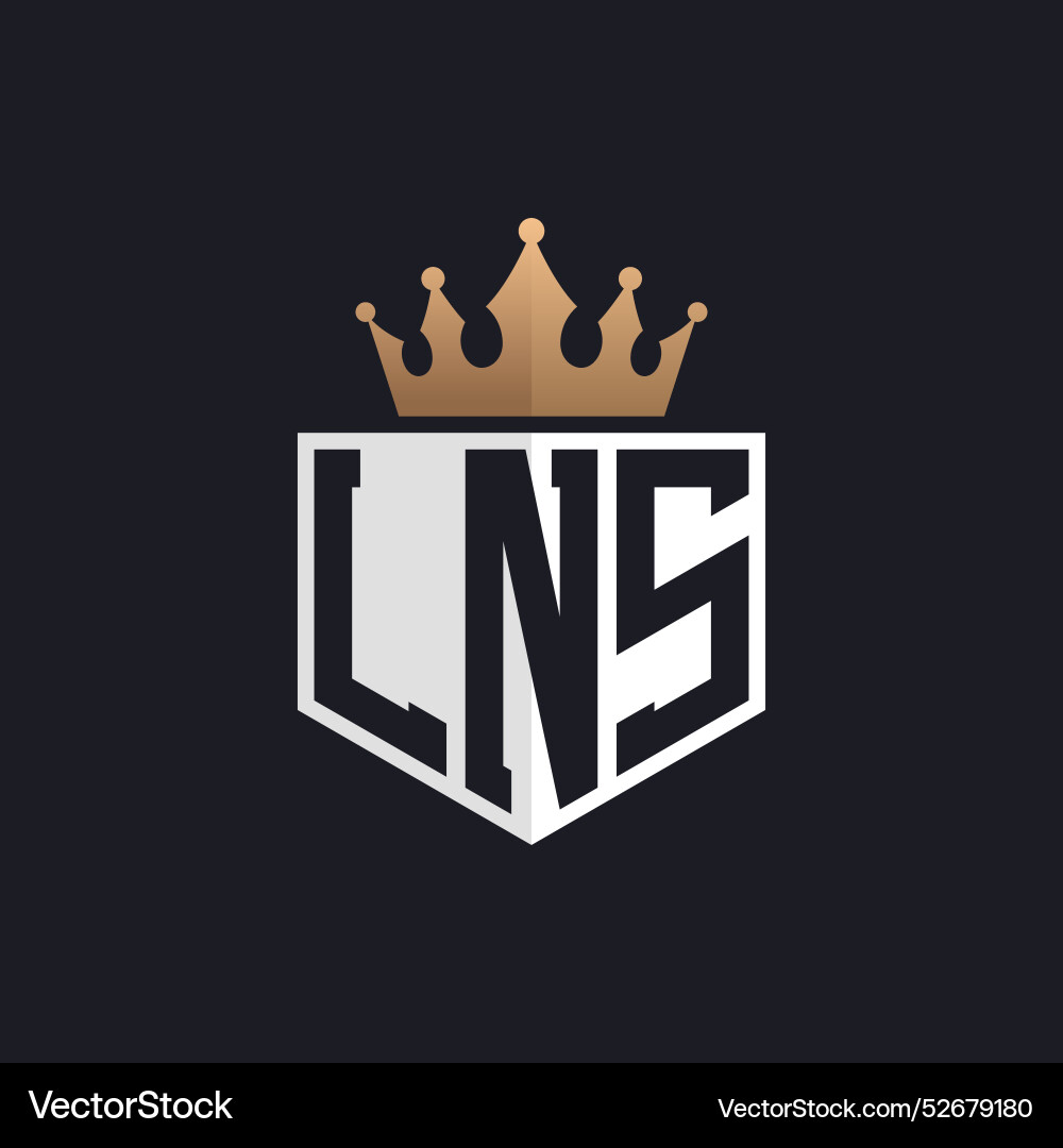 Luxury lns logo with crown elegant initials Vector Image