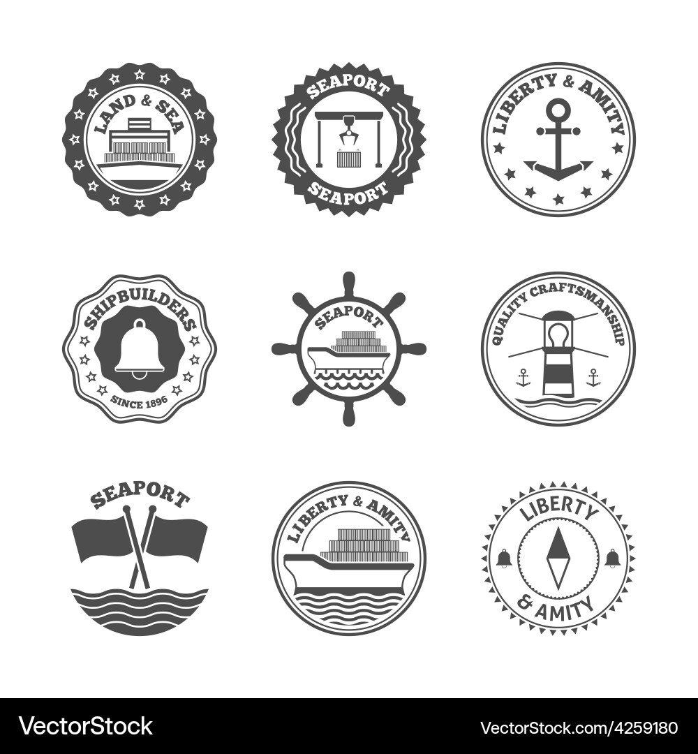 Sea port label set Royalty Free Vector Image - VectorStock