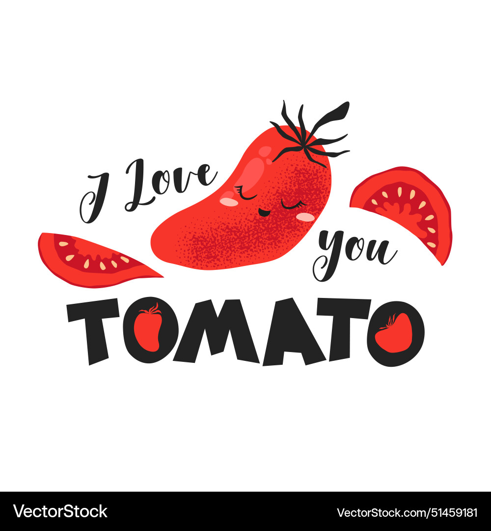 Abstract art with hand drawn cute tomatoes Vector Image