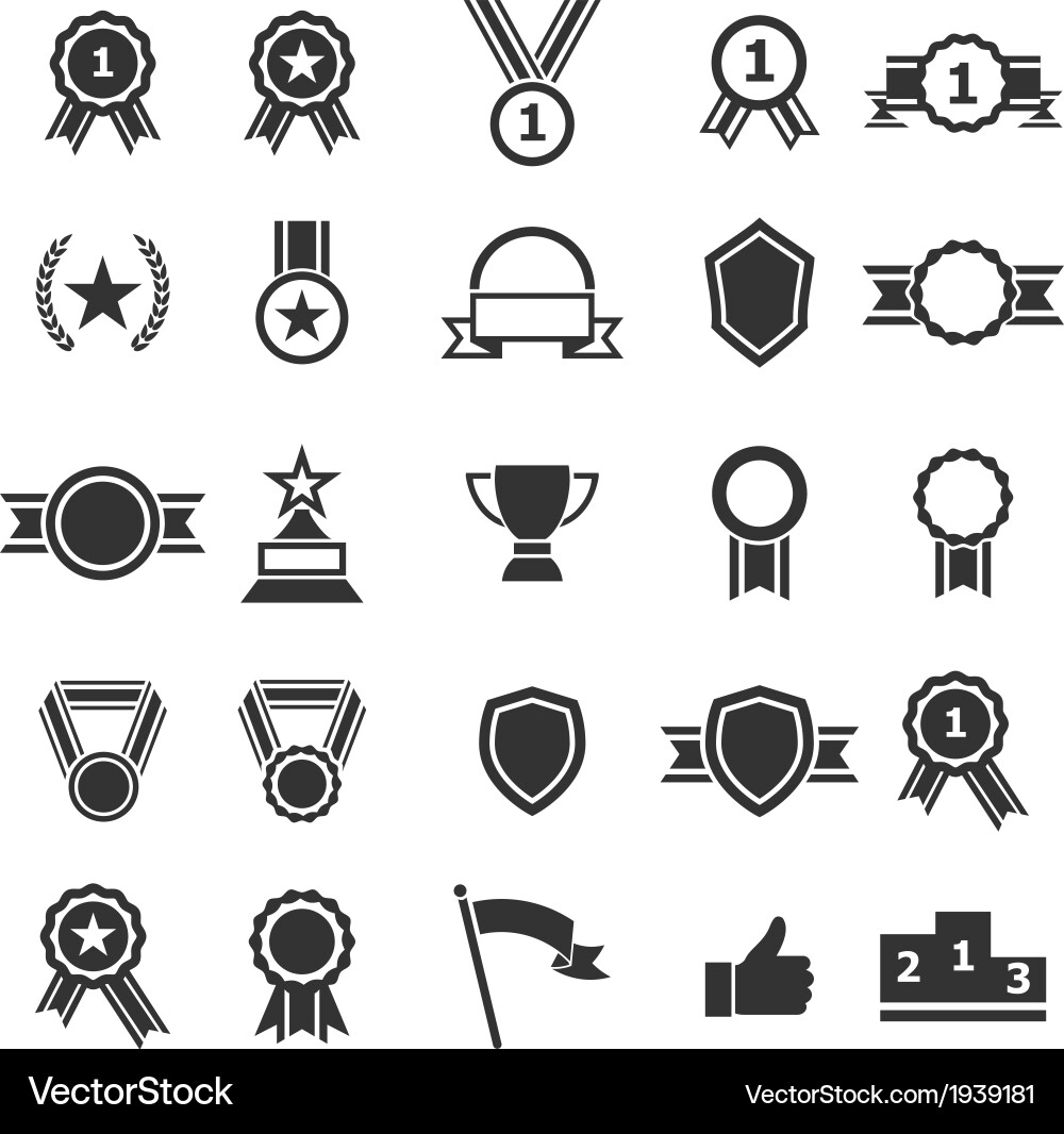 Award icons on white background Royalty Free Vector Image