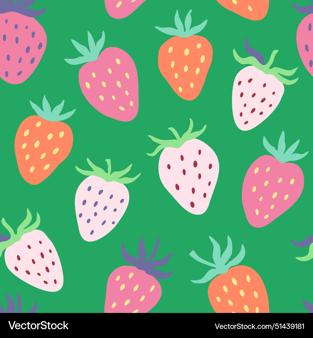 Cute seamless pattern with simple strawberry Vector Image