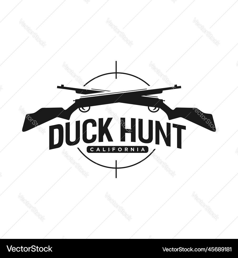 Duck hunter logo flying Royalty Free Vector Image