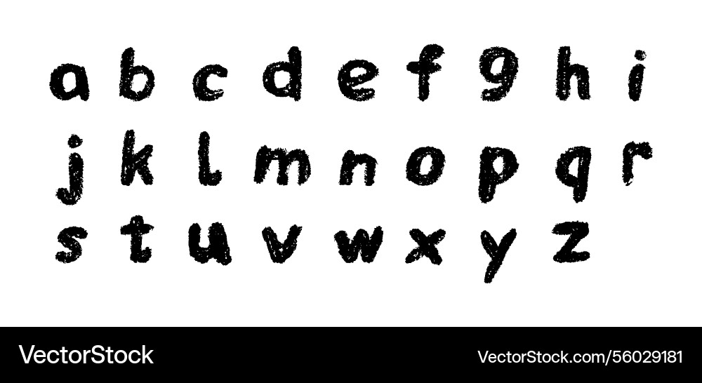 English alphabet hand-drawn in a crayon lowercase Vector Image