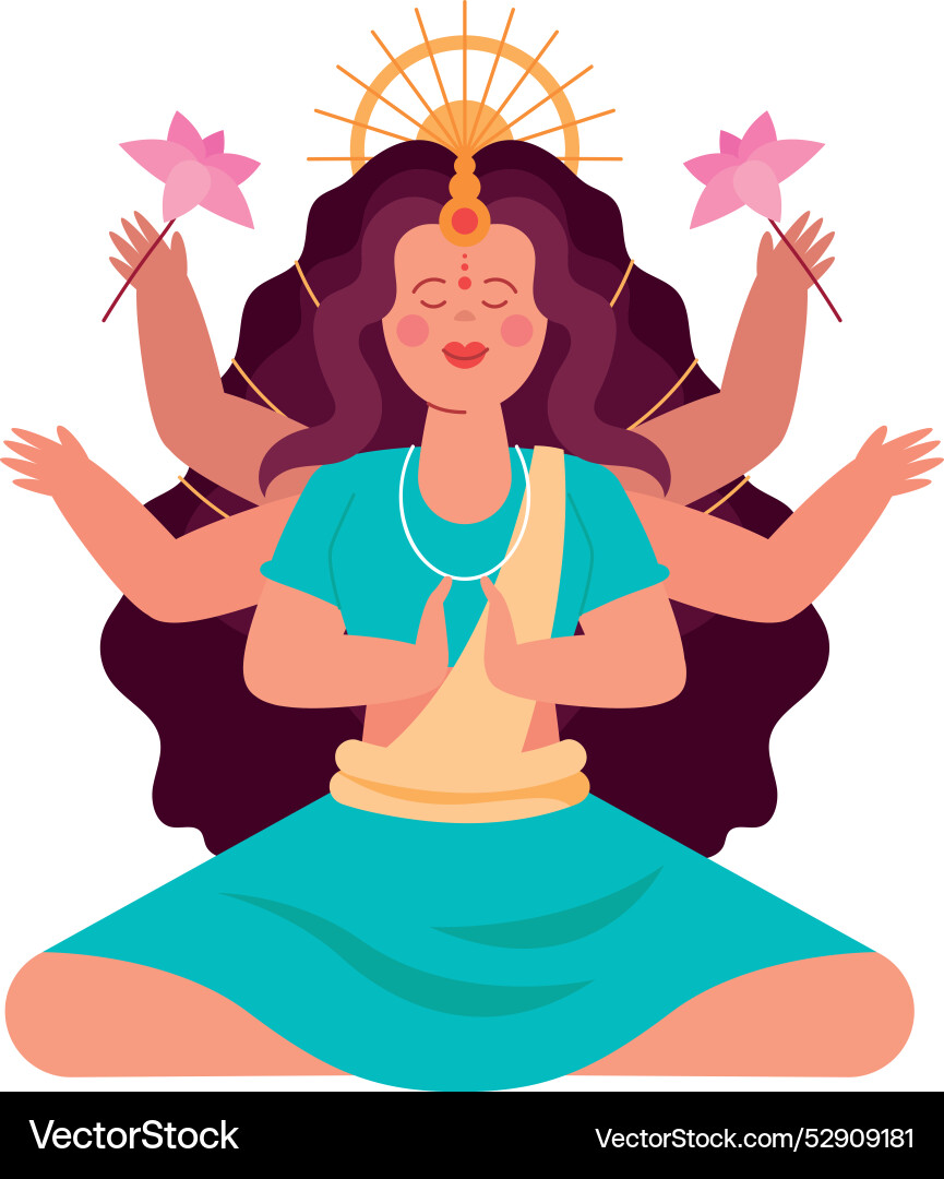 Goddess durga in meditation pose Royalty Free Vector Image