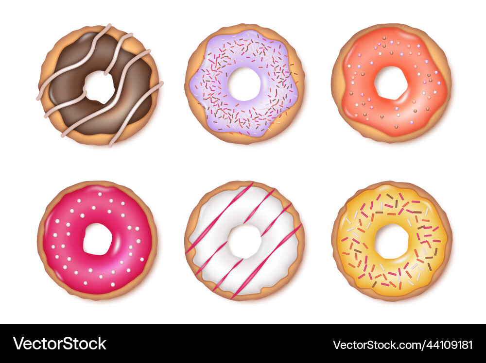 Realistic donut cake set doughnut desserts Vector Image