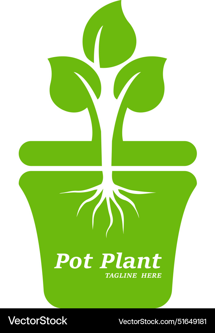Tree plantation logo design pot plant logo Vector Image